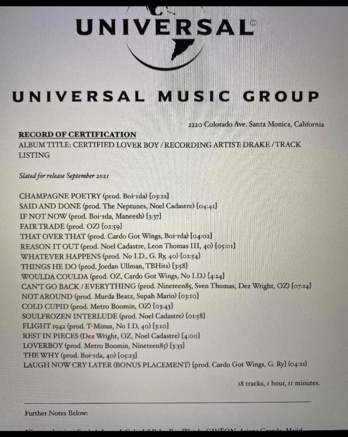 Suposta tracklist do álbum “Certified Lover Boy” do Drake é vazada ...